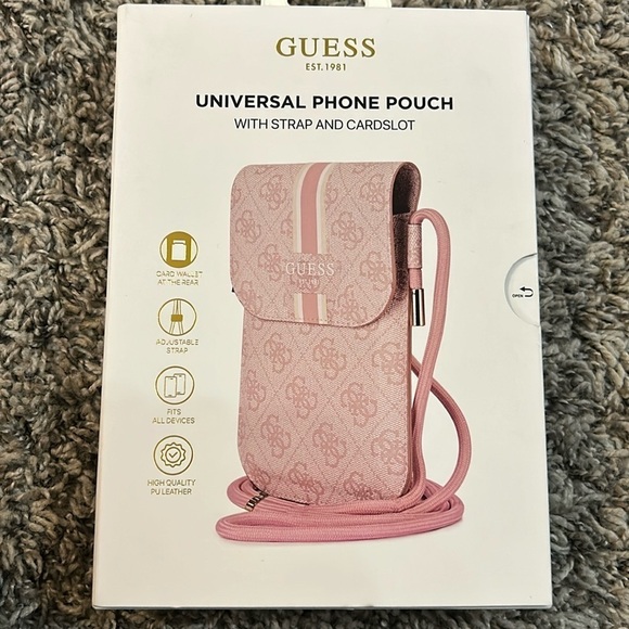 Guess | Bags | Guess Universal Phone Pouch Pink Leather Design | Poshmark